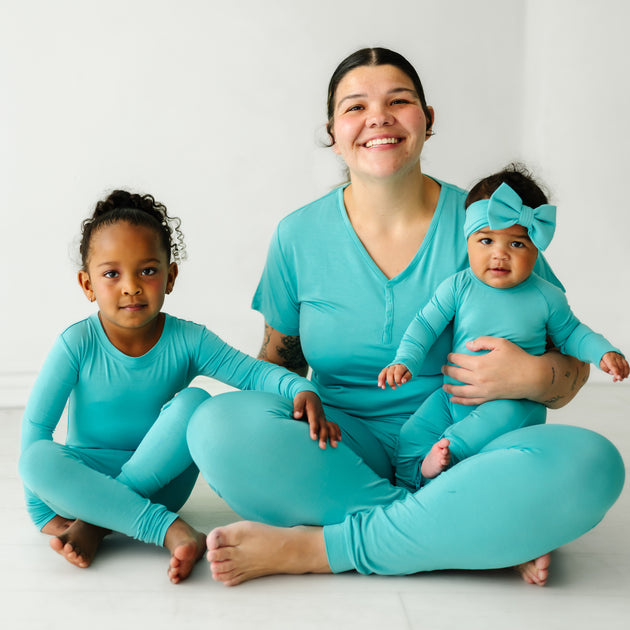 Teal Blue PJs | Little Sleepies Bamboo | Mommy & Me Matching