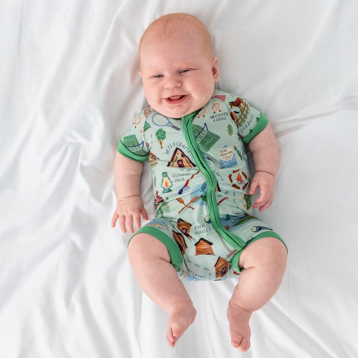 Green Camp Sleepies Shorty Zippy – Little Sleepies