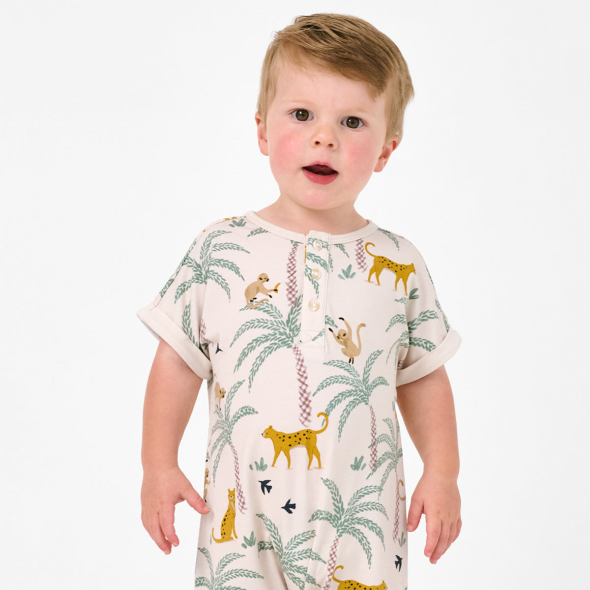 Wild Escape Dolman Henley Romper – Little Sleepies