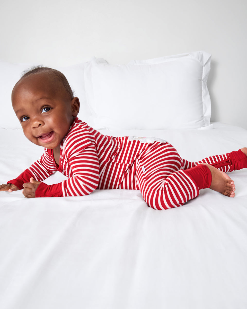Candy Cane Stripe Crescent Zippy | Little Sleepies