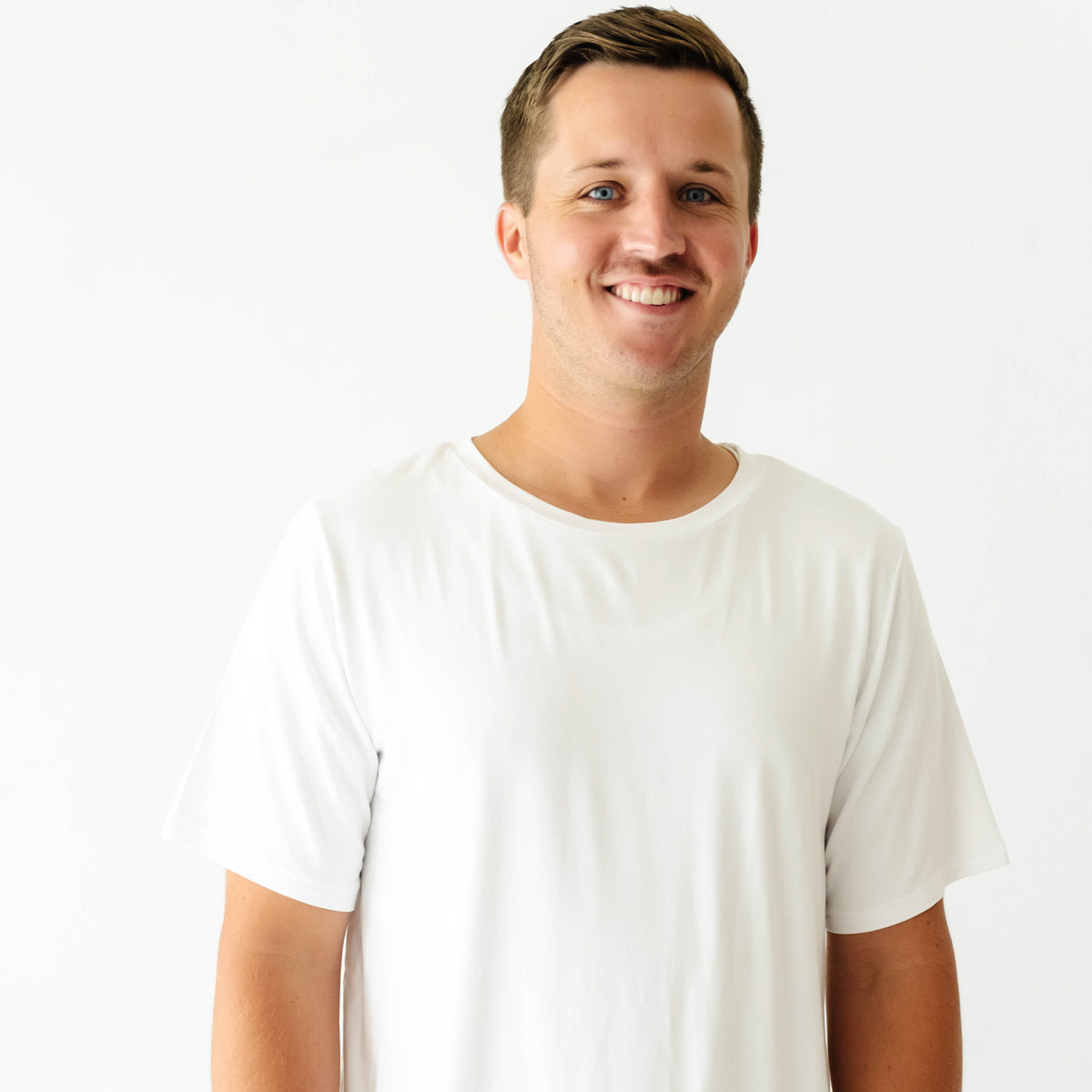 Bright White Men's Short Sleeve Pajama Top - Little Sleepies