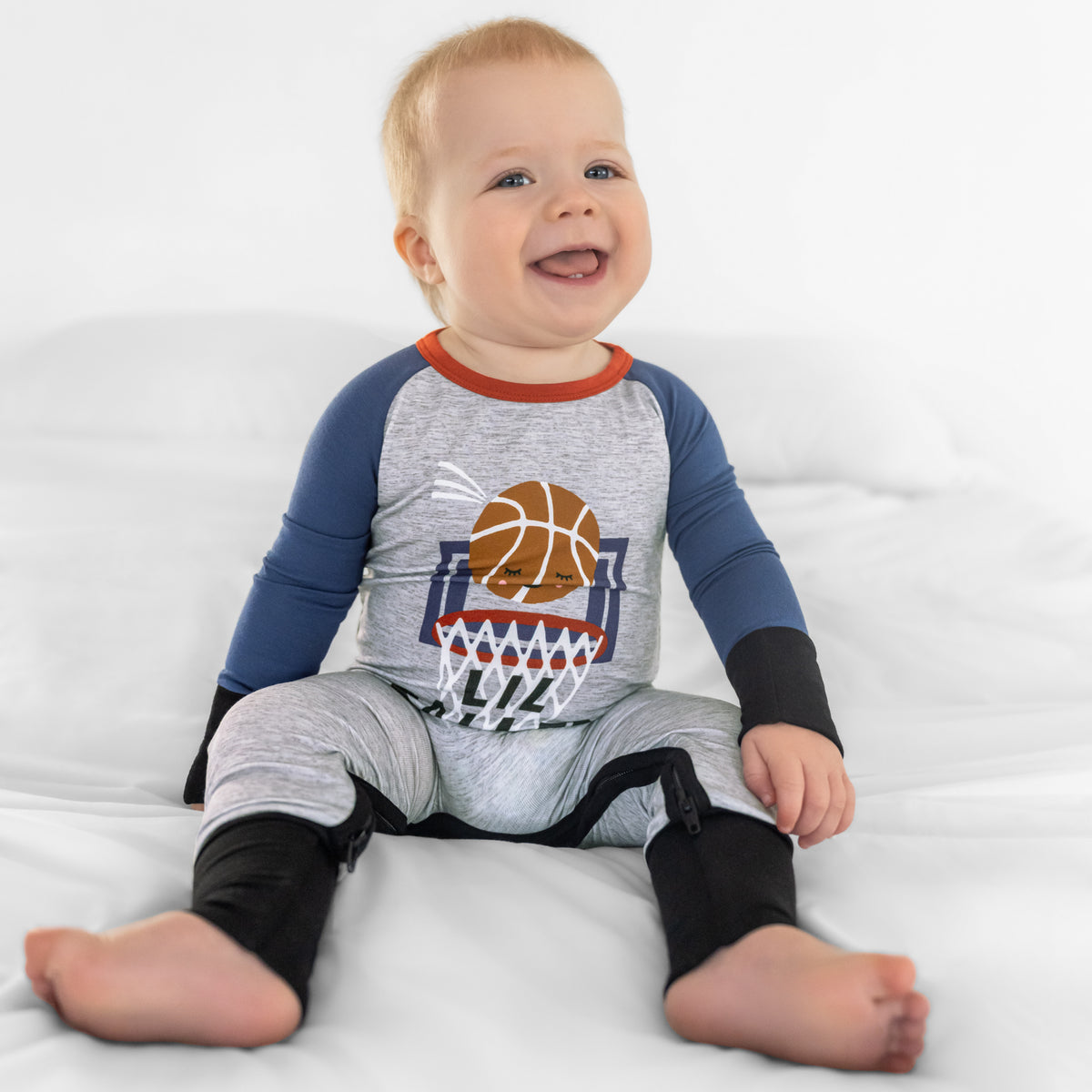Black Lil Baller Crescent Zippy – Little Sleepies