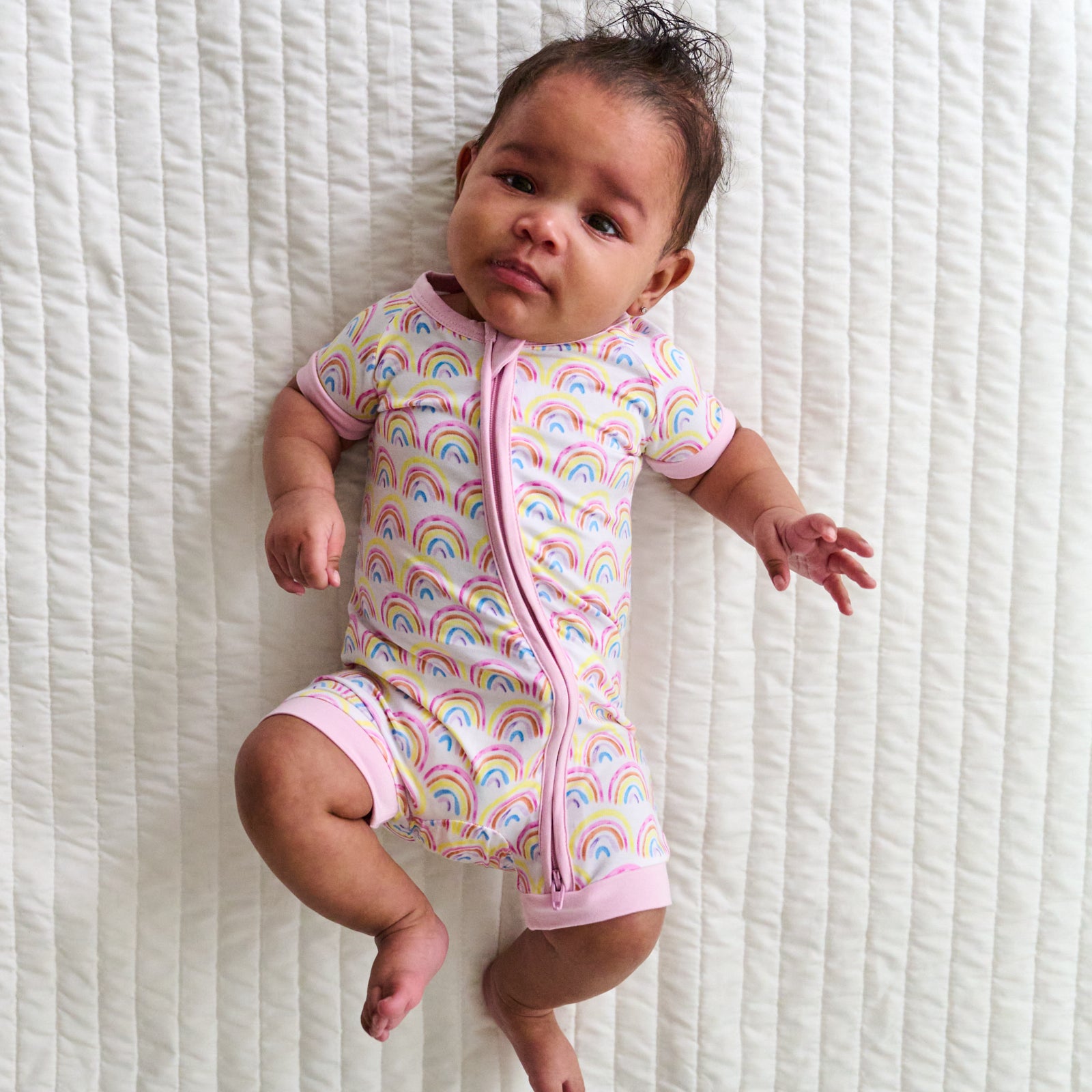 Pastel Rainbows Shorty Zippy - Little Sleepies