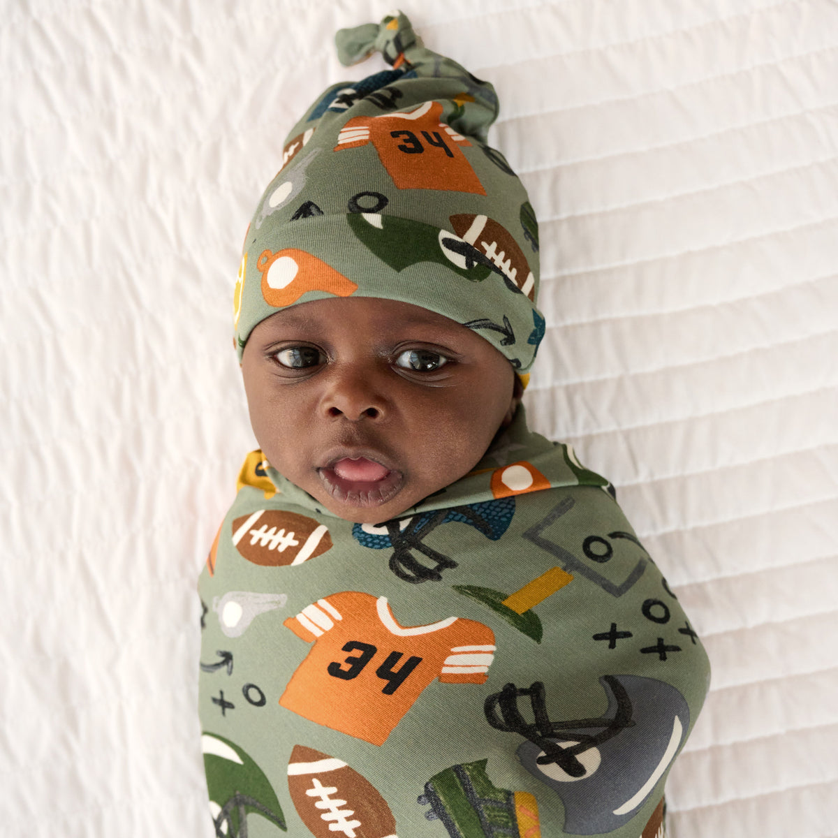 Touchdown Time Swaddle & Hat Set - Little Sleepies