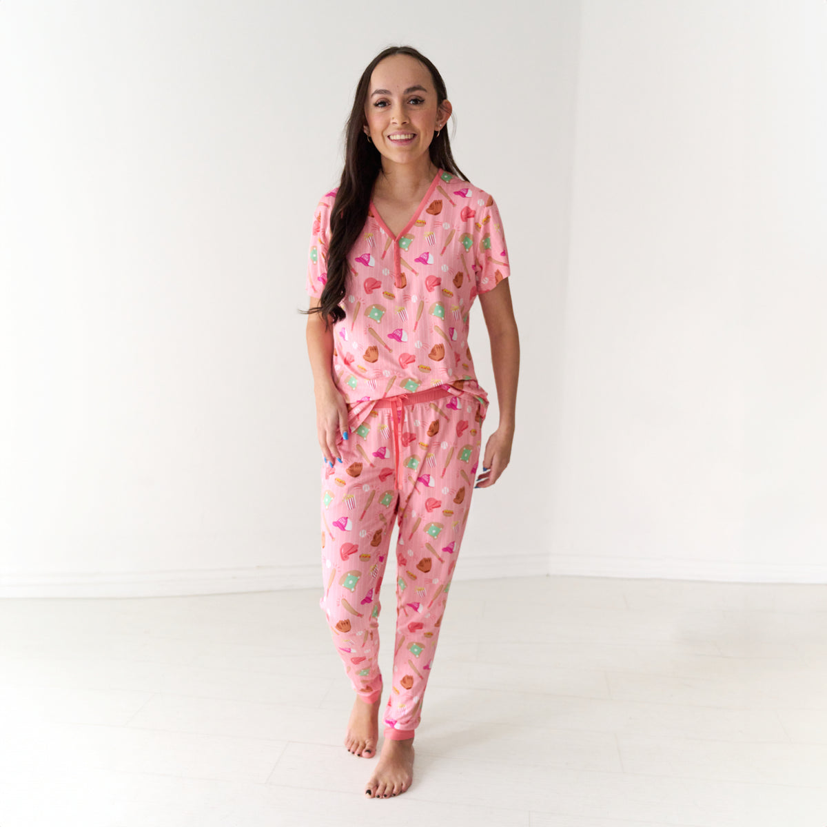 Pink All Stars Women's Short Sleeve Pajama Top - Little Sleepies