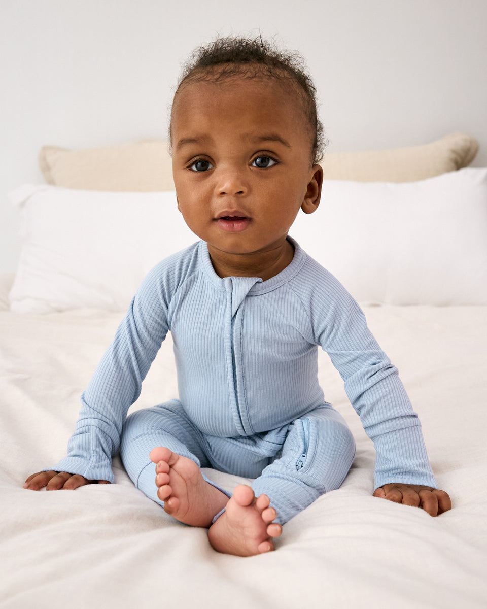 Light Fog Ribbed Zippy – Little Sleepies