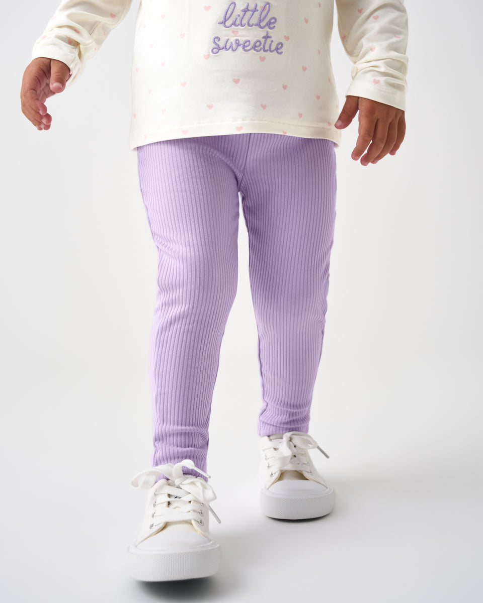 Lilac Haze Ribbed Legging | Little Sleepies