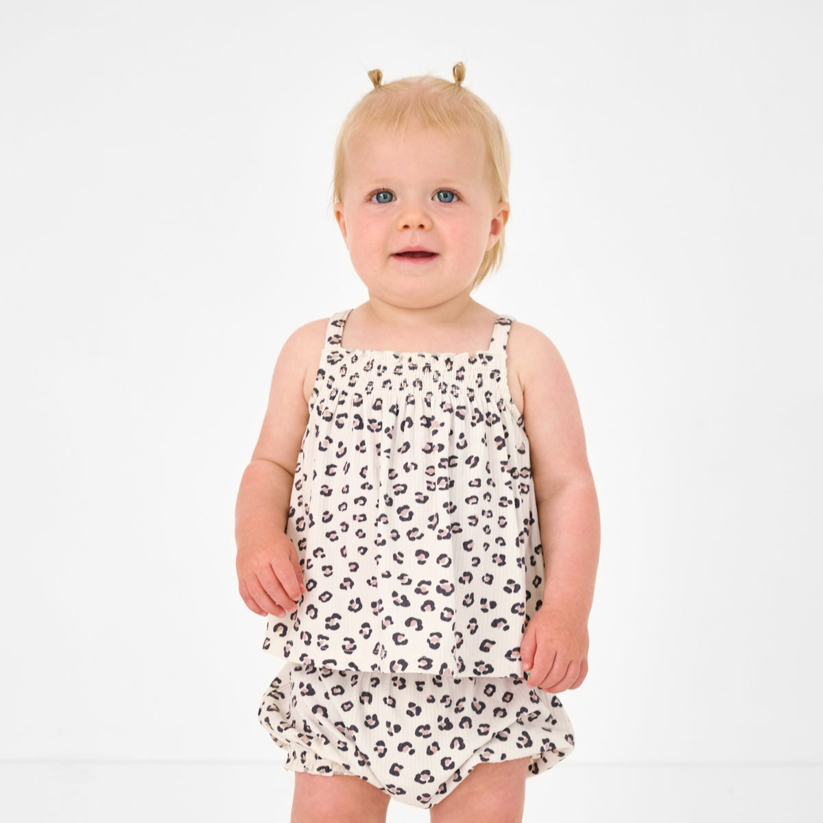 Luxe Leopard Smocked Top with Bloomer | Little Sleepies