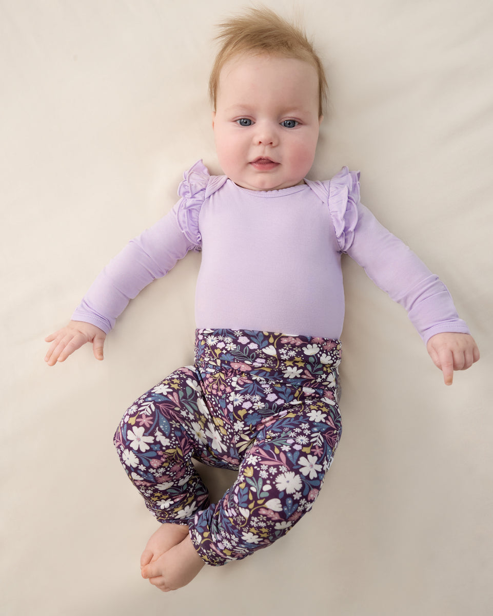 Midnight Petals Fold Over Legging | Little Sleepies