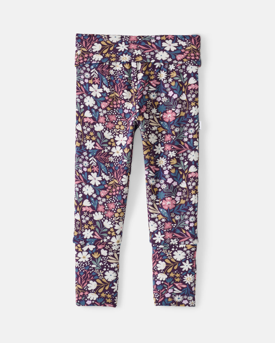 Midnight Petals Fold Over Legging | Little Sleepies