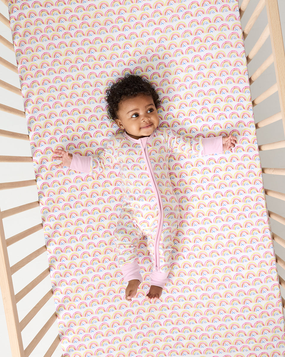Pastel Rainbows Fitted Crib Sheet - Little Sleepies