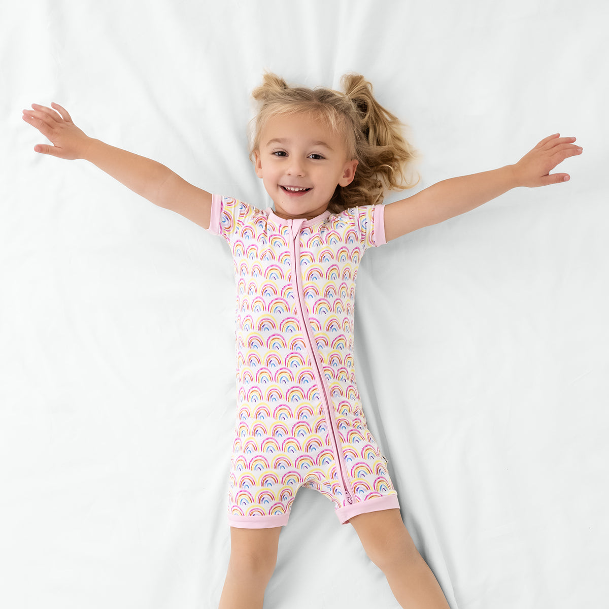 Pastel Rainbows Shorty Zippy - Little Sleepies