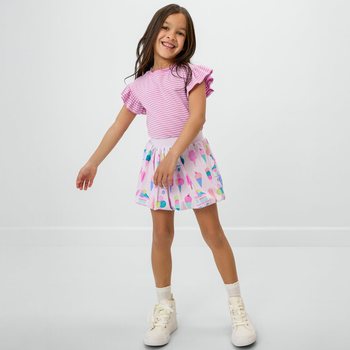 Pop Pink Stripes Flutter Tee – Little Sleepies