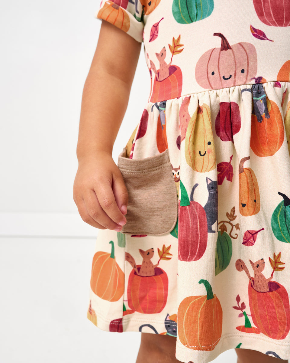 Pumpkin Pals Patch Pocket Dress with Bloomer | Little Sleepies