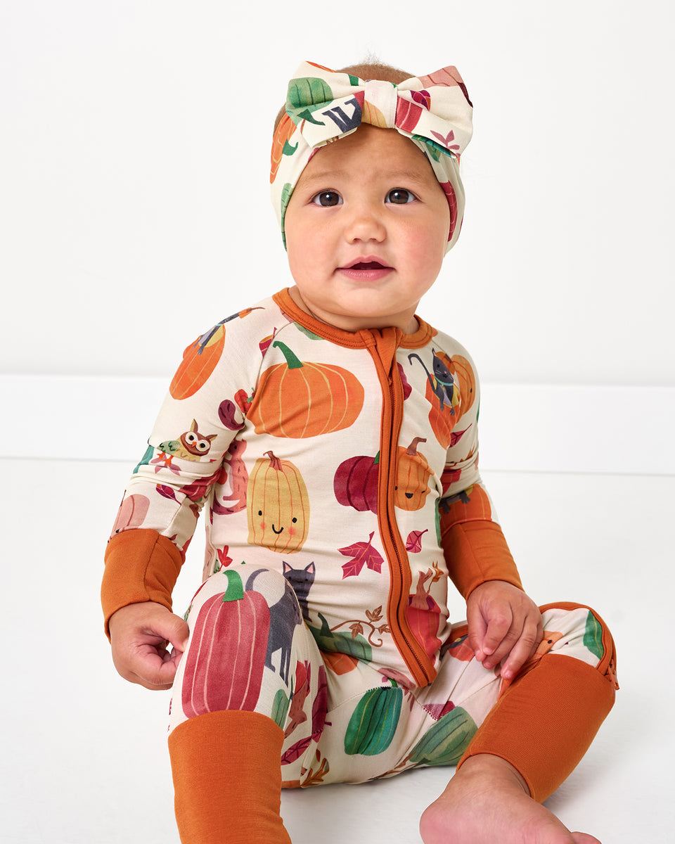 Pumpkin Pals Luxe Bow Headband | Little Sleepies