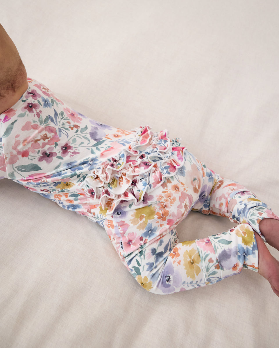 Tiny Blooms Ruffle Zippy – Little Sleepies