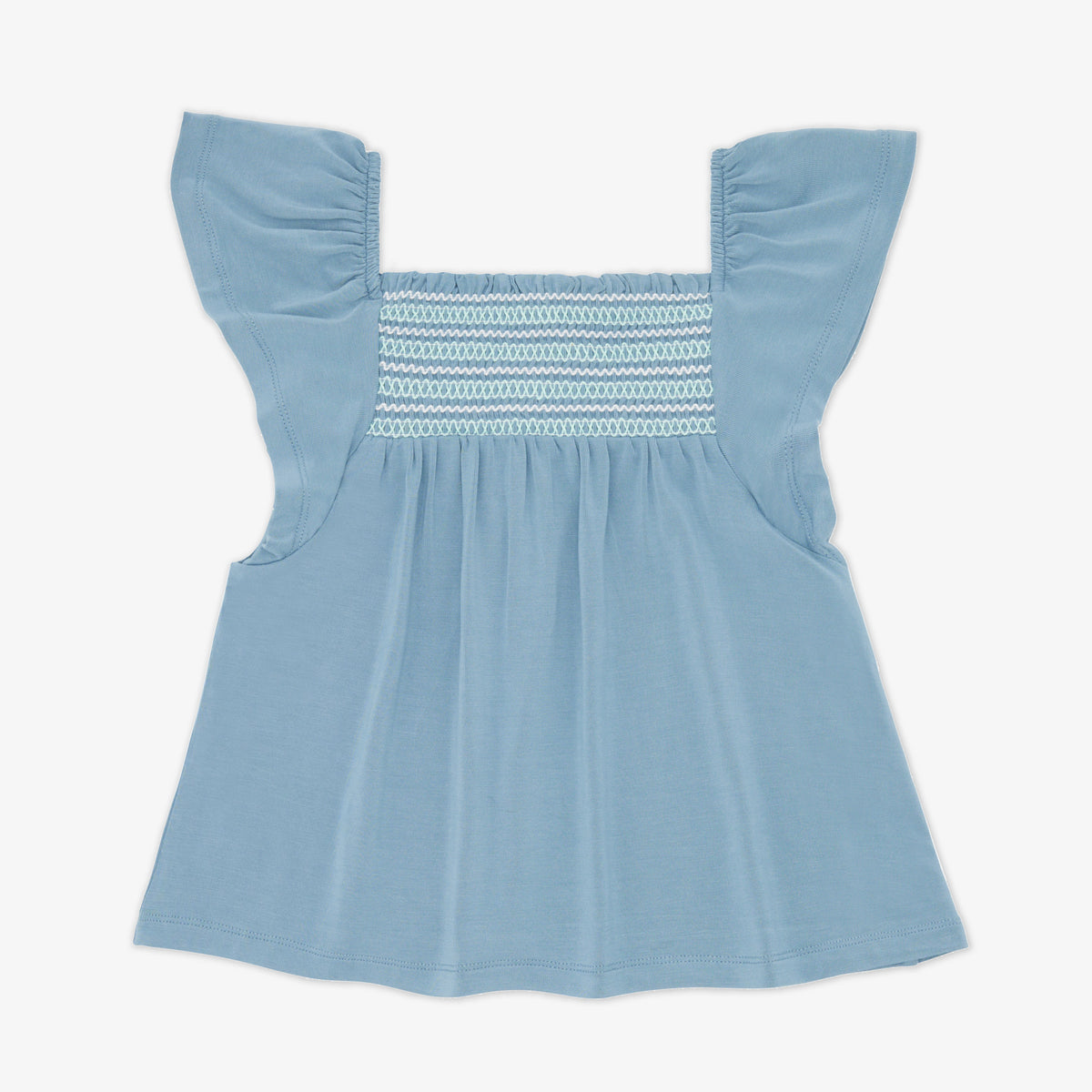 Dusk Blue Smocked Flutter Top | Little Sleepies