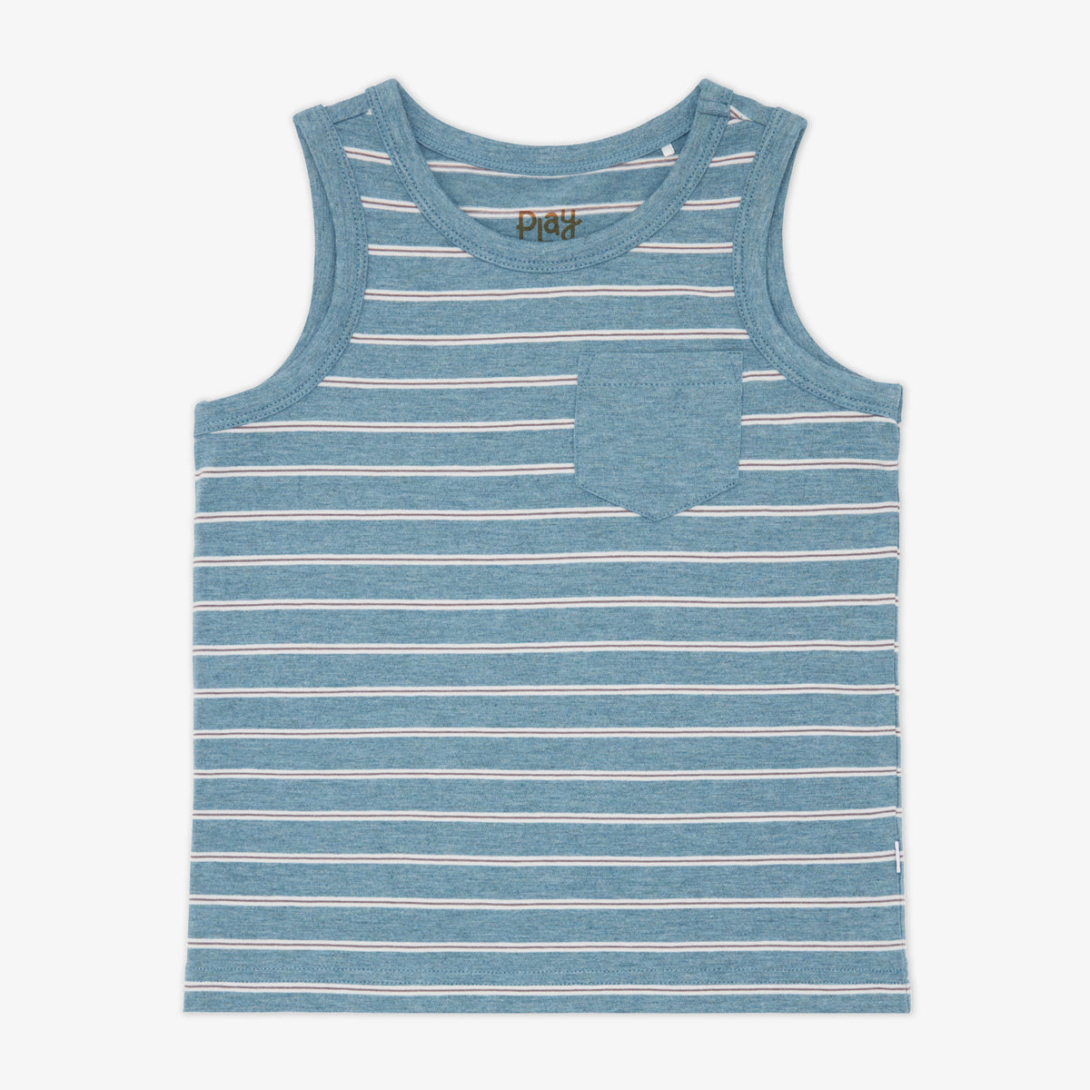 Heather Dusk Blue Stripes Pocket Tank | Little Sleepies