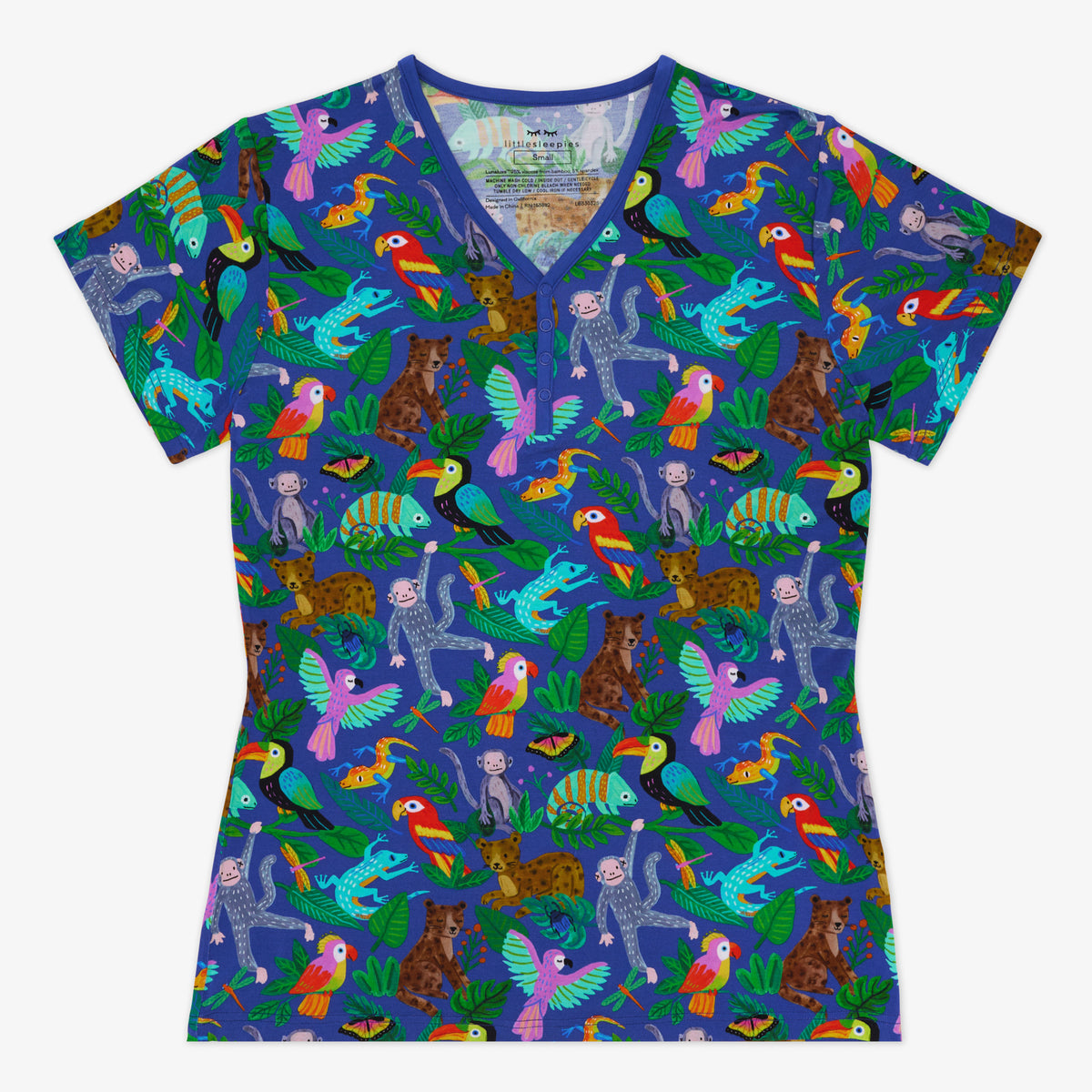 Treetop Tails Women's Short Sleeve Pajama Top | Little Sleepies