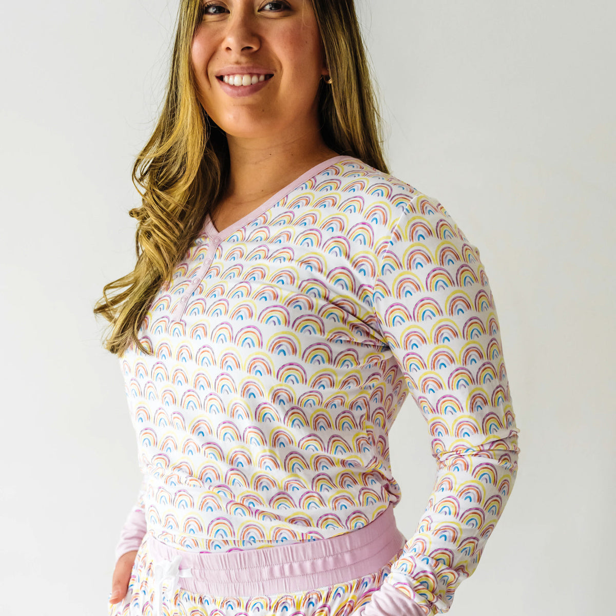 Pastel Rainbows Women's Pajama Top - Little Sleepies