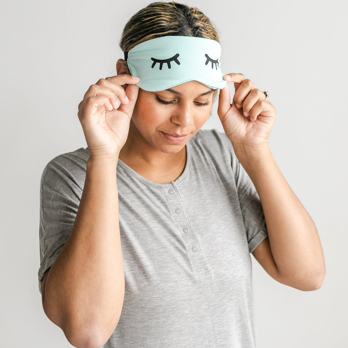 Adult Aquamarine Bamboo Sleep Mask | Eye Mask for Adults | Little Sleepies